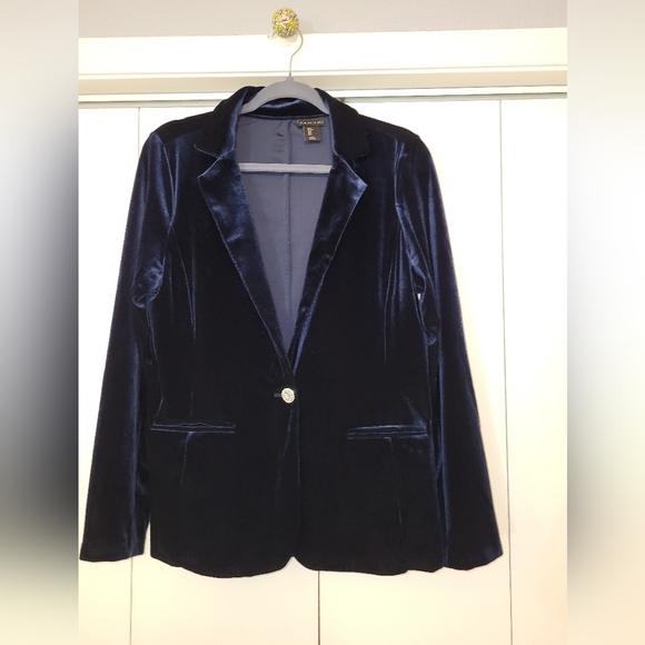Tahari | Jackets & Coats | Tahari Navy Velvet Blazer | Poshmark